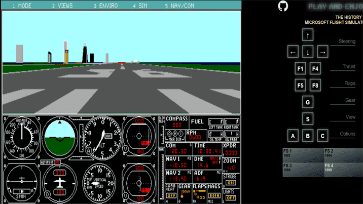 Microsoft Flight Simulator 1982 Playable version in Browser - PLAY4UK